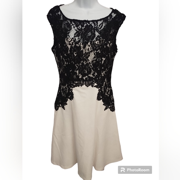 Melrose | Dresses | Melrose Black And White Lacy Midi Dress | Poshmark